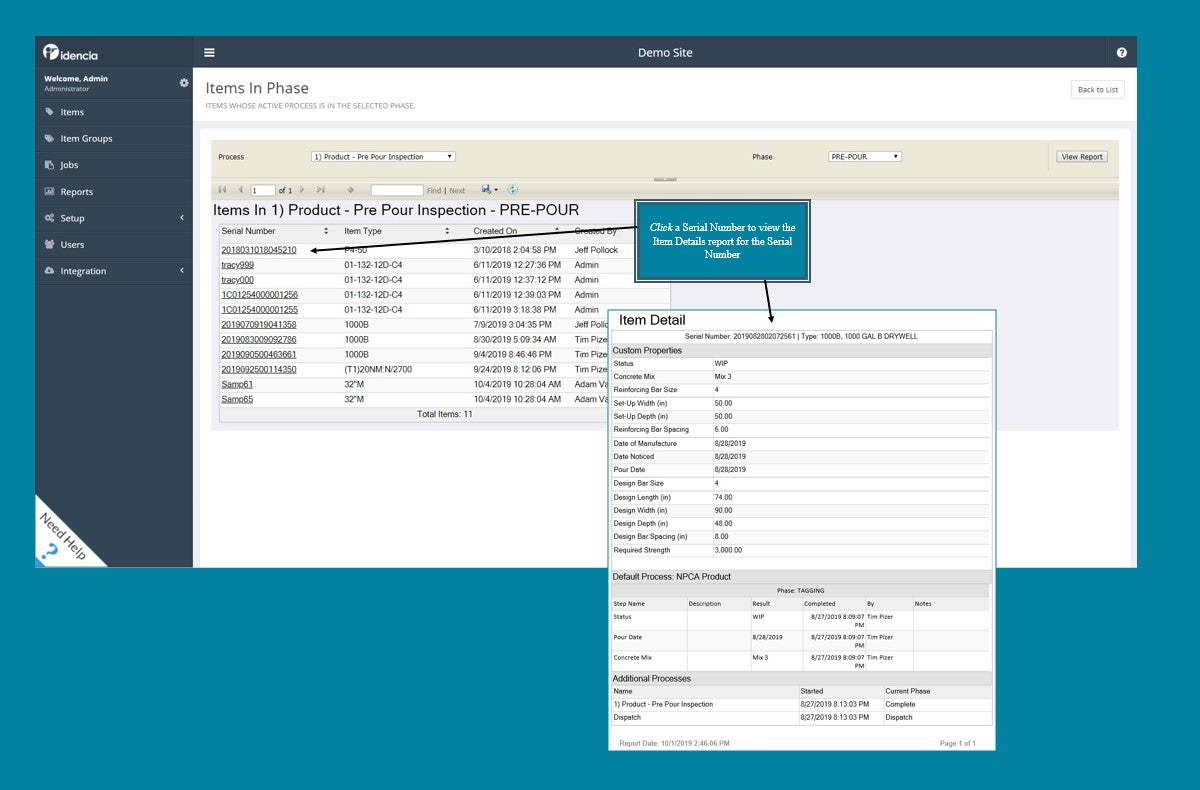 Items in Phase Report – Idencia